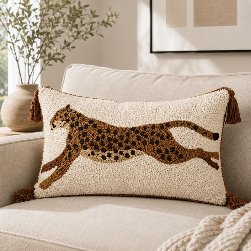 Lumbar Leopard Cushion - Etsy
