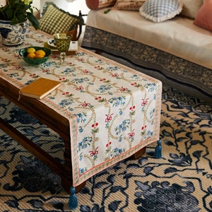 Cherry Table Cloth, Rustic Cute Style Tablecloth Coffee Floral Pattern ...