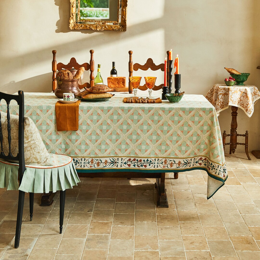Retro Victorian Waterproof Rectangular Tablecloth for Coffee Tables and ...