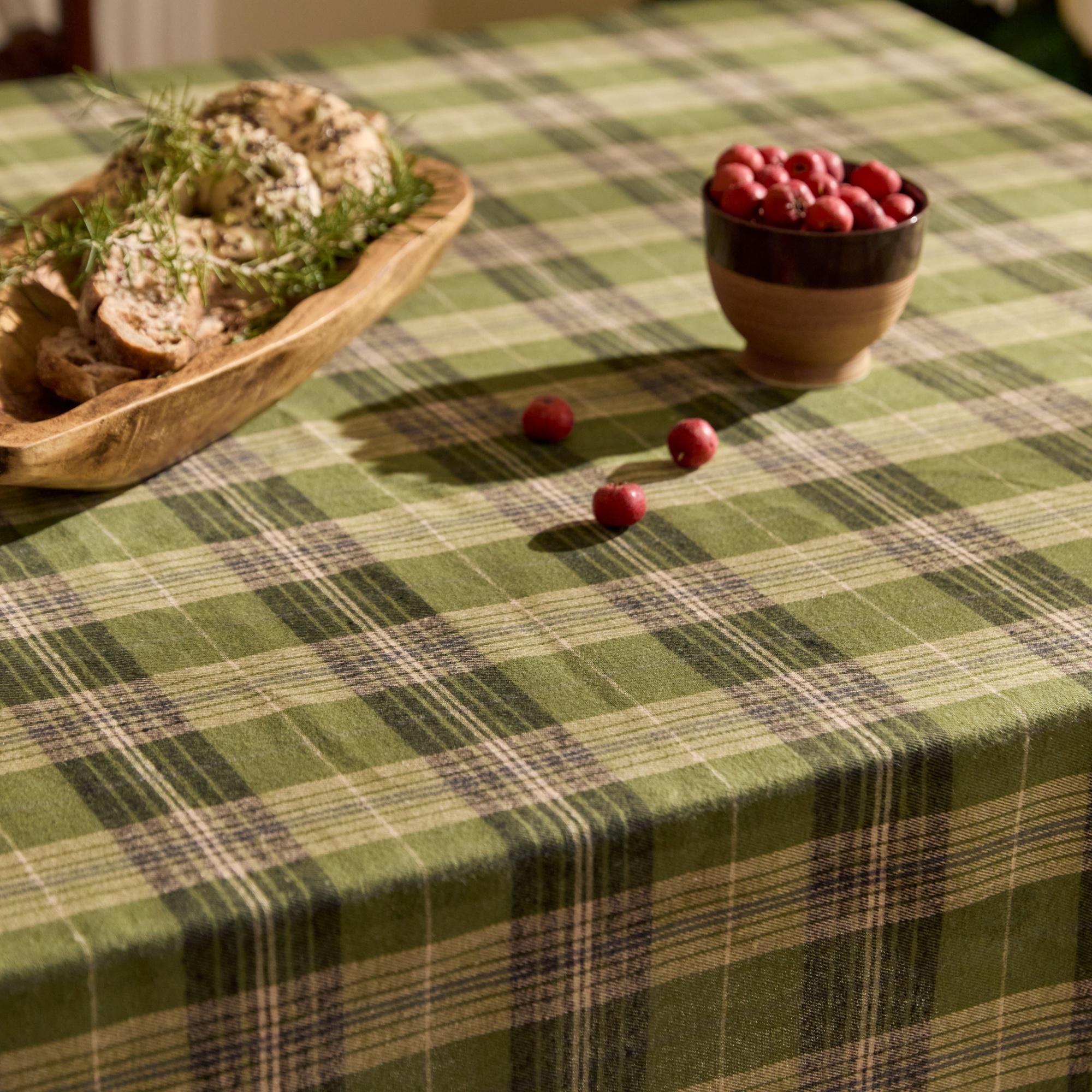 Green Plaid Tablecloth, Yarn Dyed Woven Tablecloth, Farmhouse Dining ...