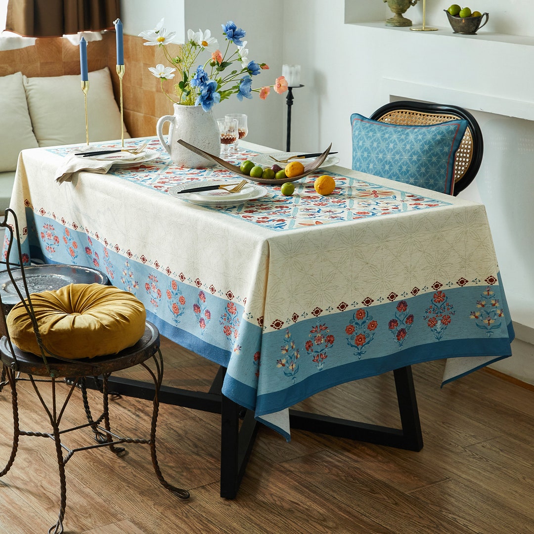 Linen Tablecloth Retro French Style Table Cover Rectangular Square ...