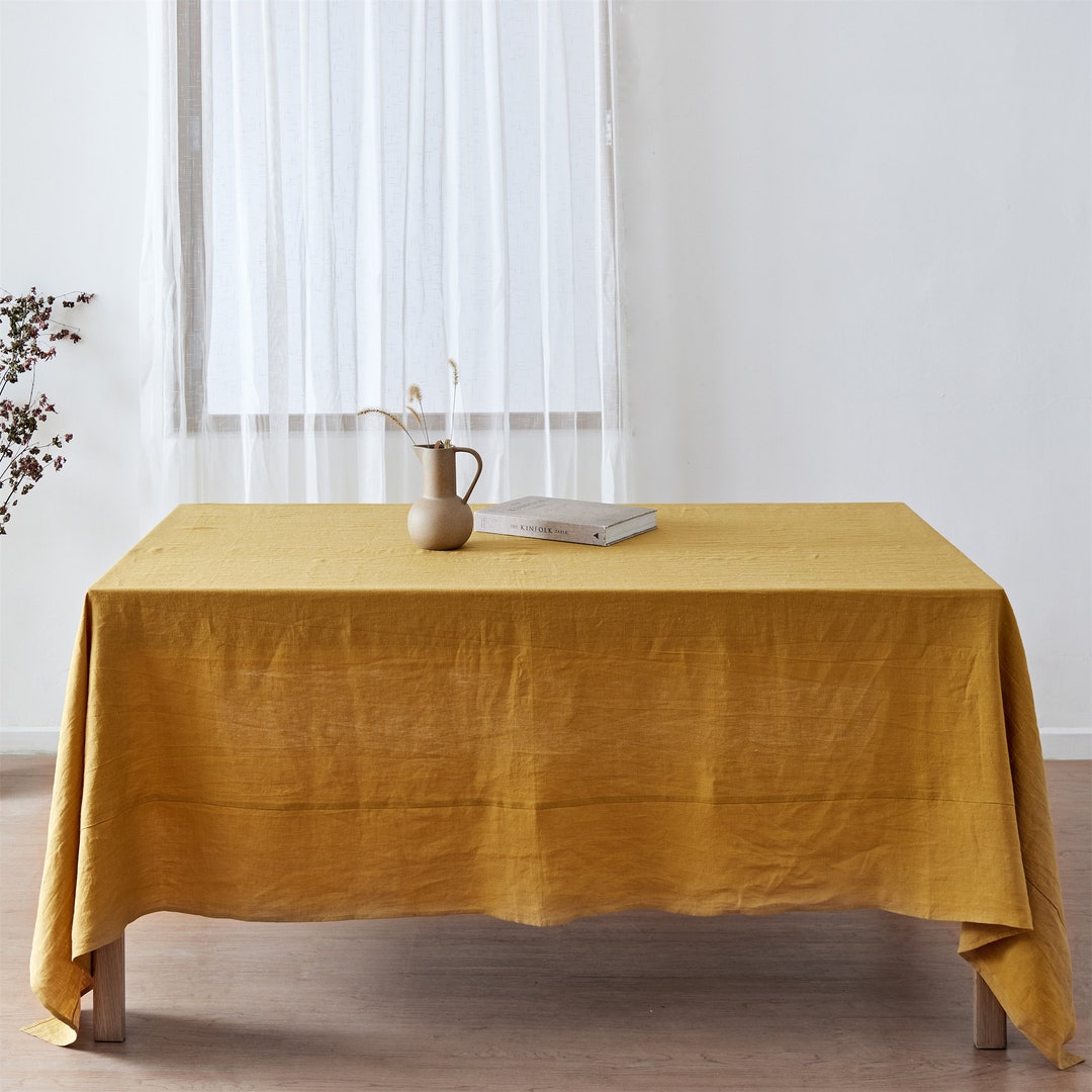 Ginger Yellow Rectangle Tablecloth,organic Linen Cotton Table Cover ...