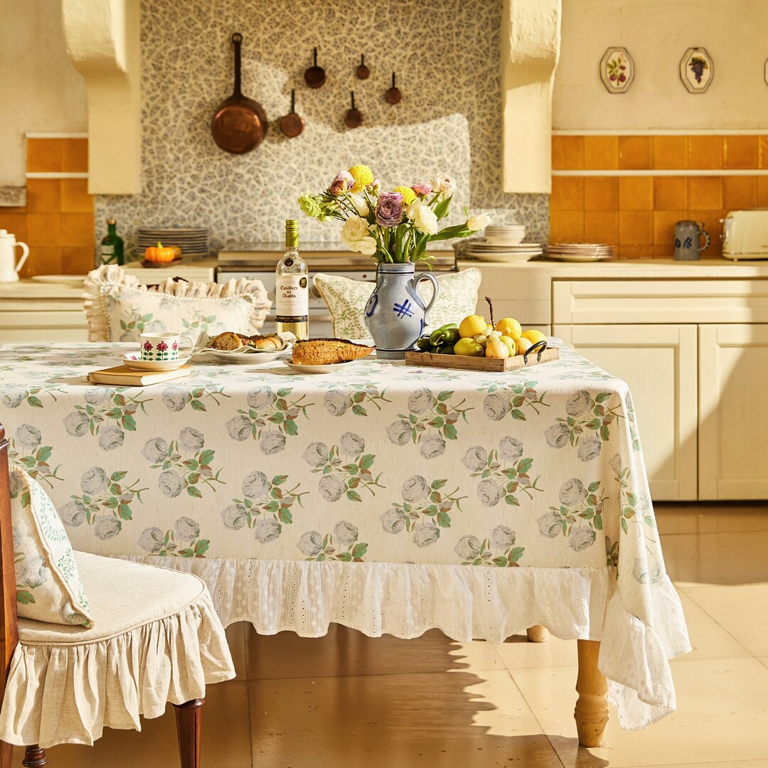 Dolorata Rose Linen Tablecloth Waterproof Fabric Retro Modern Style ...