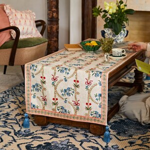 Cherry Table Cloth, Rustic Cute Style Tablecloth Coffee Floral Pattern ...