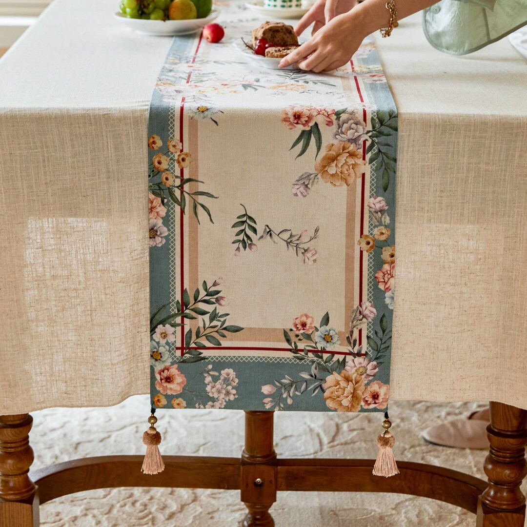 Farmhouse Style Table Runner Flower Table Runners TV Cabinet Dining ...