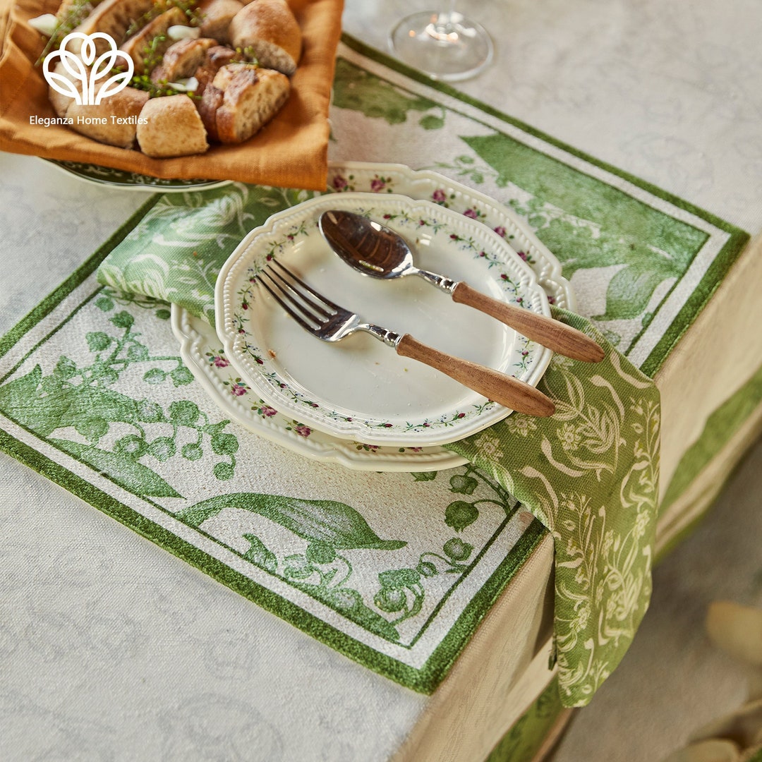 Green Lily Napinks Placemats Set of 4 6 8 Washable Art Print Cloth ...