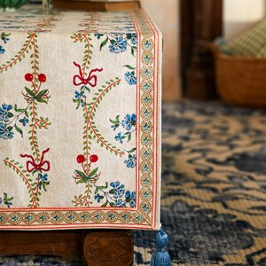 Cherry Table Cloth, Rustic Cute Style Tablecloth Coffee Floral Pattern ...