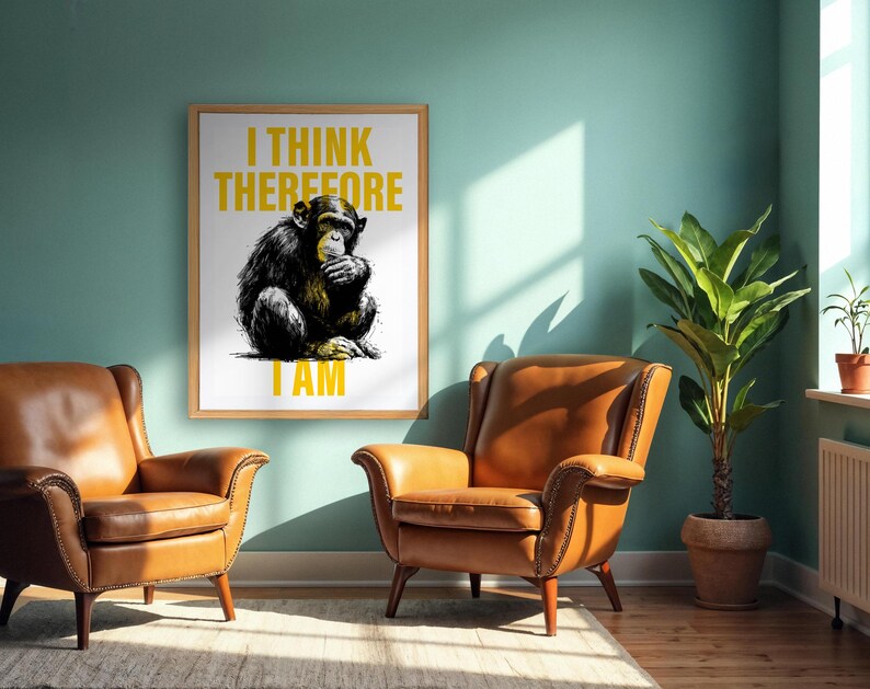 Thinking Monkey Figure, Sketch Art, Illustration, Living Room Print, Modern Art. - Etsy