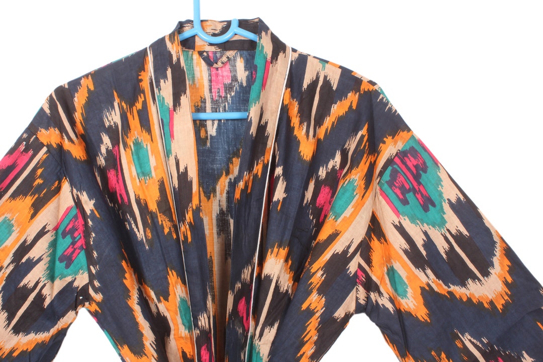 New Ikat Print Kimono Robes, Bridesmaid Kimono Robes, Bath Robes, Maxi ...