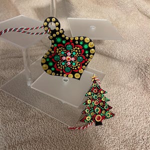 2 Christmas Tree Ornaments, Dot Art, Blob Art - Etsy
