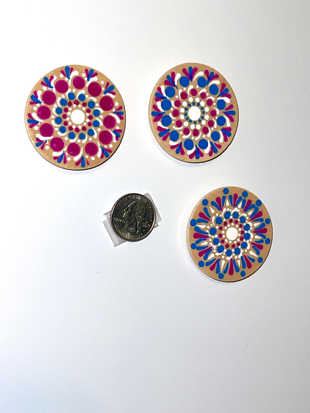 3 Mandala Magnets, Set of 3 Dot Mandala Magnets - Etsy