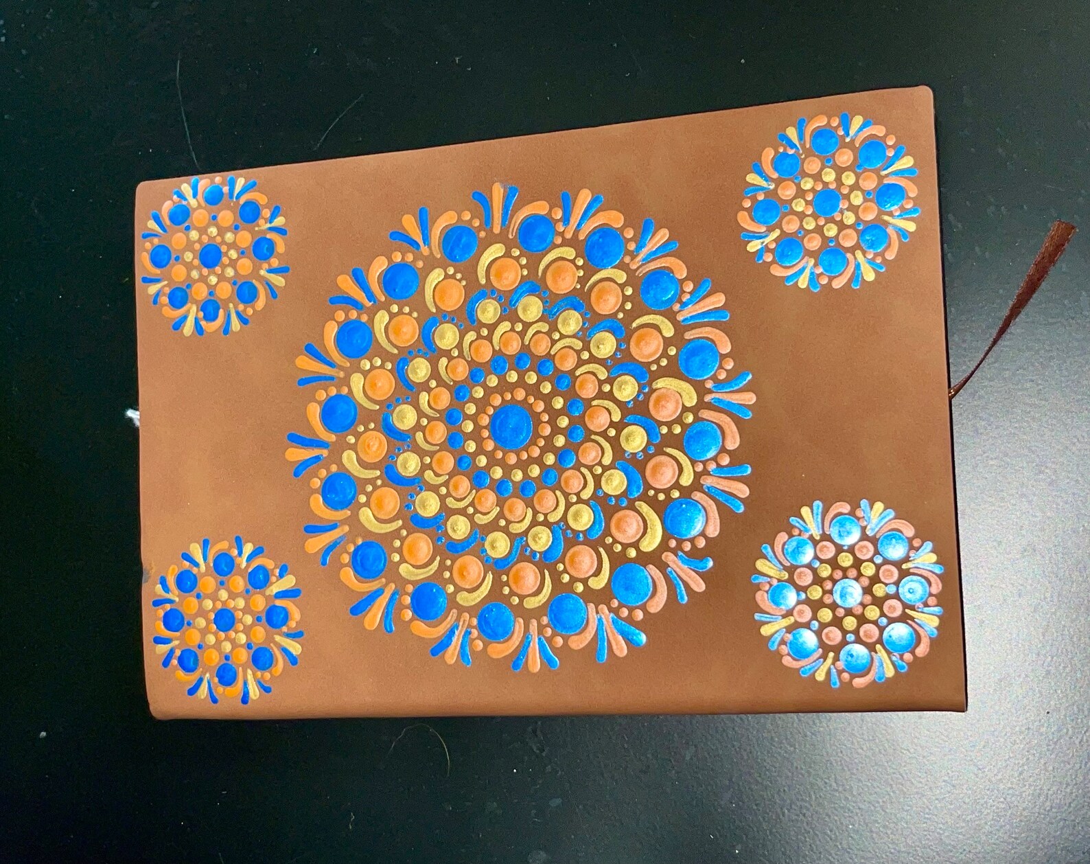 Mandala Journal, Leather Medium A5 Size Hand Painted Journal, Diary ...