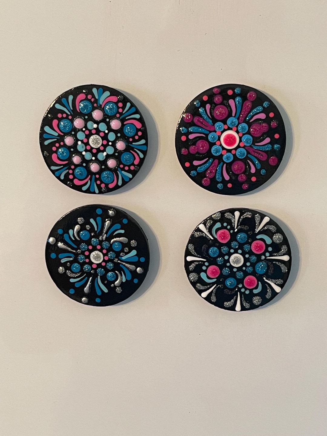 4 Mandala Magnets, Set of 4 Dot Mandala Magnets With FREE Gift - Etsy
