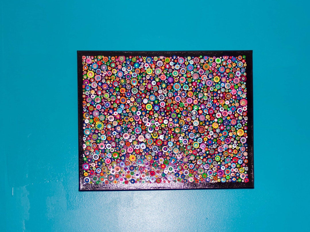 Blob Style 3D Painting , rainbow Dots16 X 20 Stretched Canvas. Abstract ...
