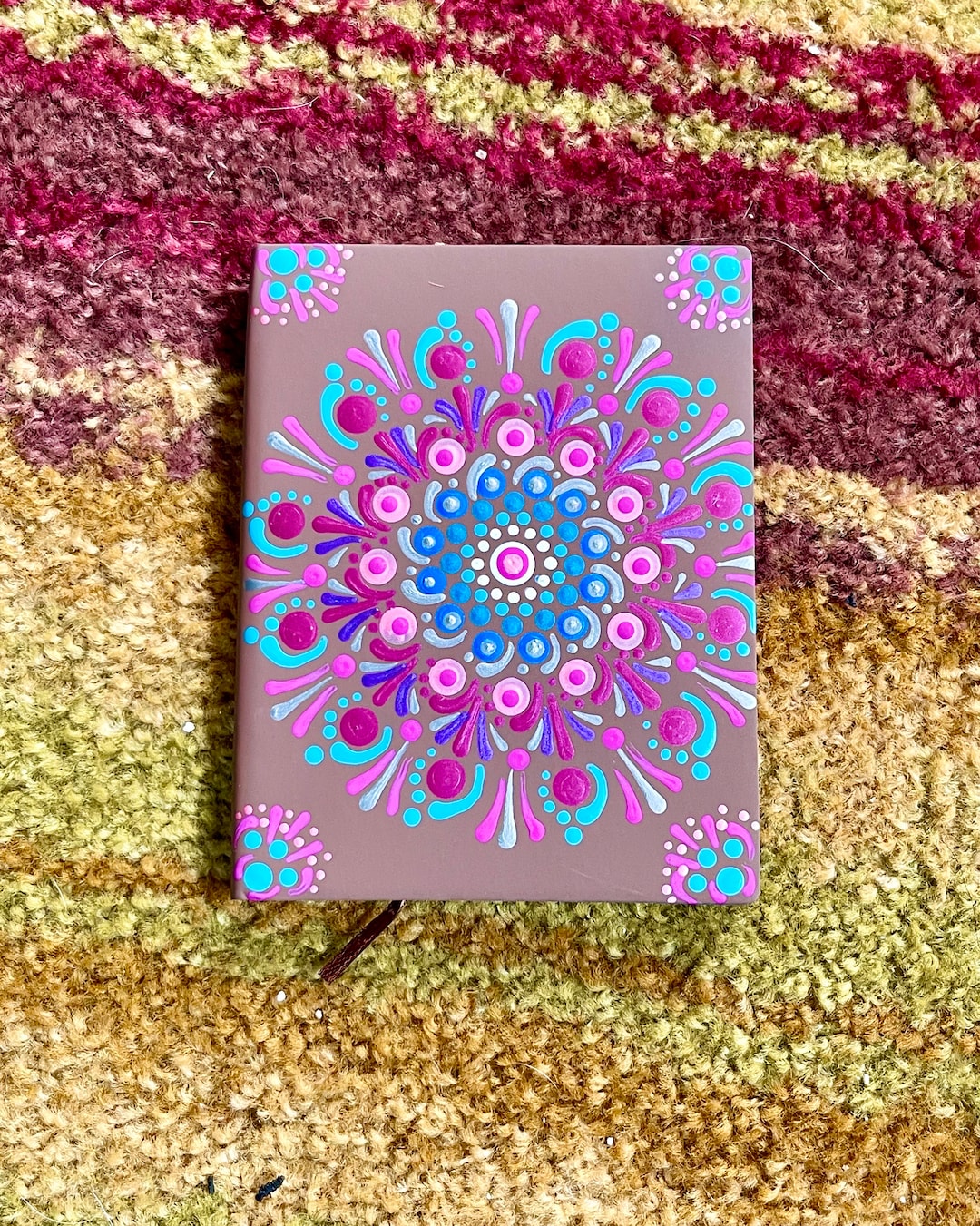 Mandala Journal, Leather Small A6 Size Hand Painted Journal, Diary ...