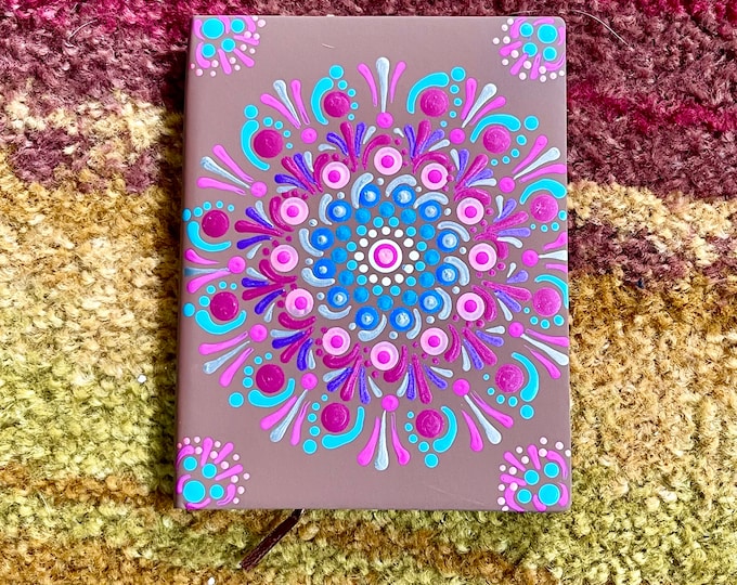 Mandala Journal, Leather Small A6 Size Hand Painted Journal, Diary ...