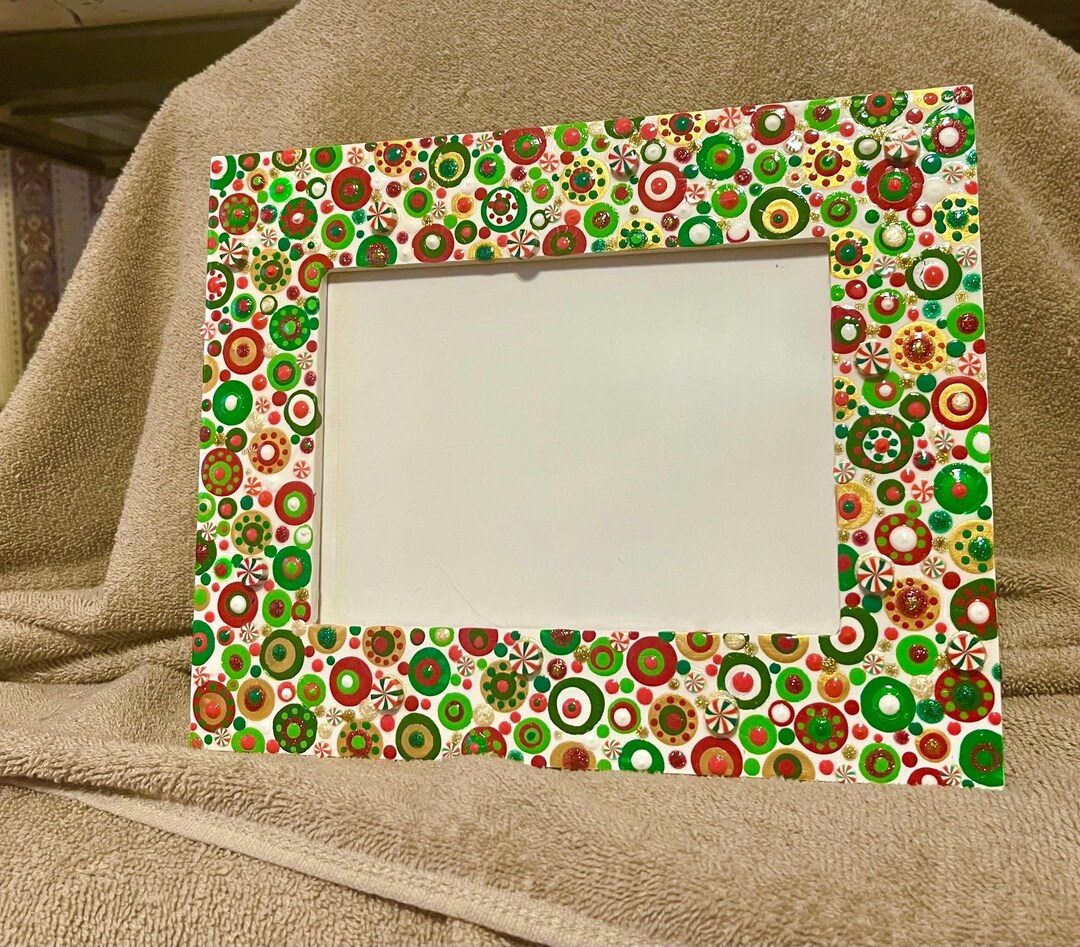 Christmas Colors Blob Art Wooden Photo Frame Holds 5 X 7 Photo - Etsy