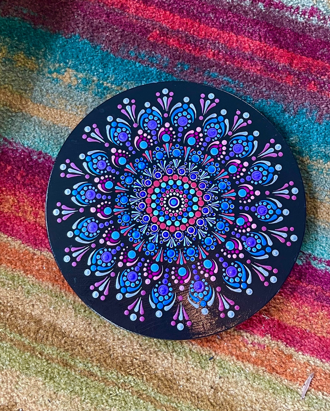 Mandala Lazy Susan Turntable Serving Tray Charcuterie Board 14 in Hand ...