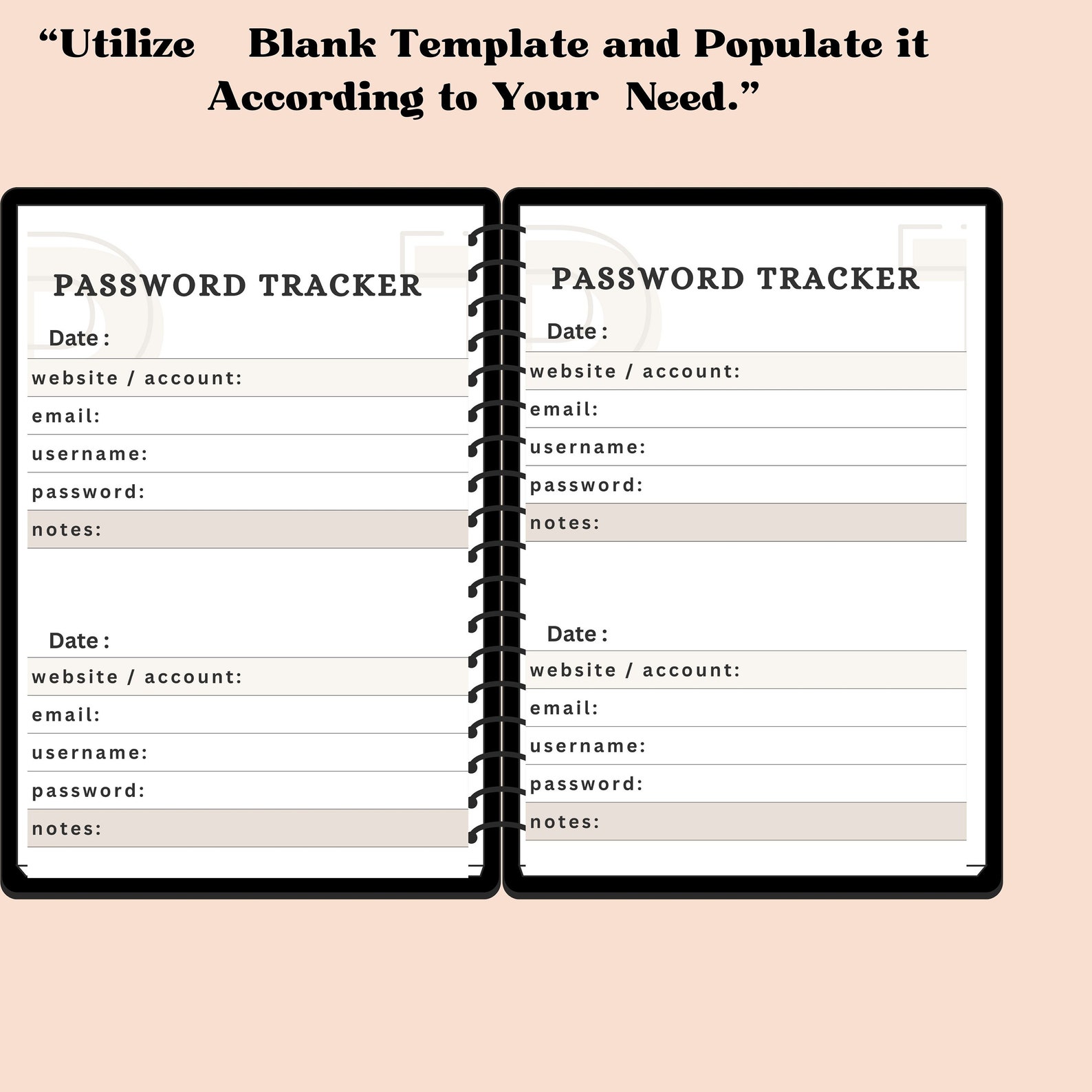 Password Tracker Printable & Fillable, Printable Password Log Book ...