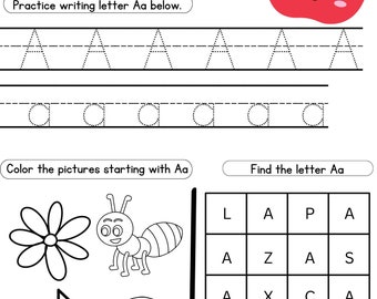 26 Printable Alphabet Trace & Color Worksheets. A-Z. Preschool-kdg - Etsy