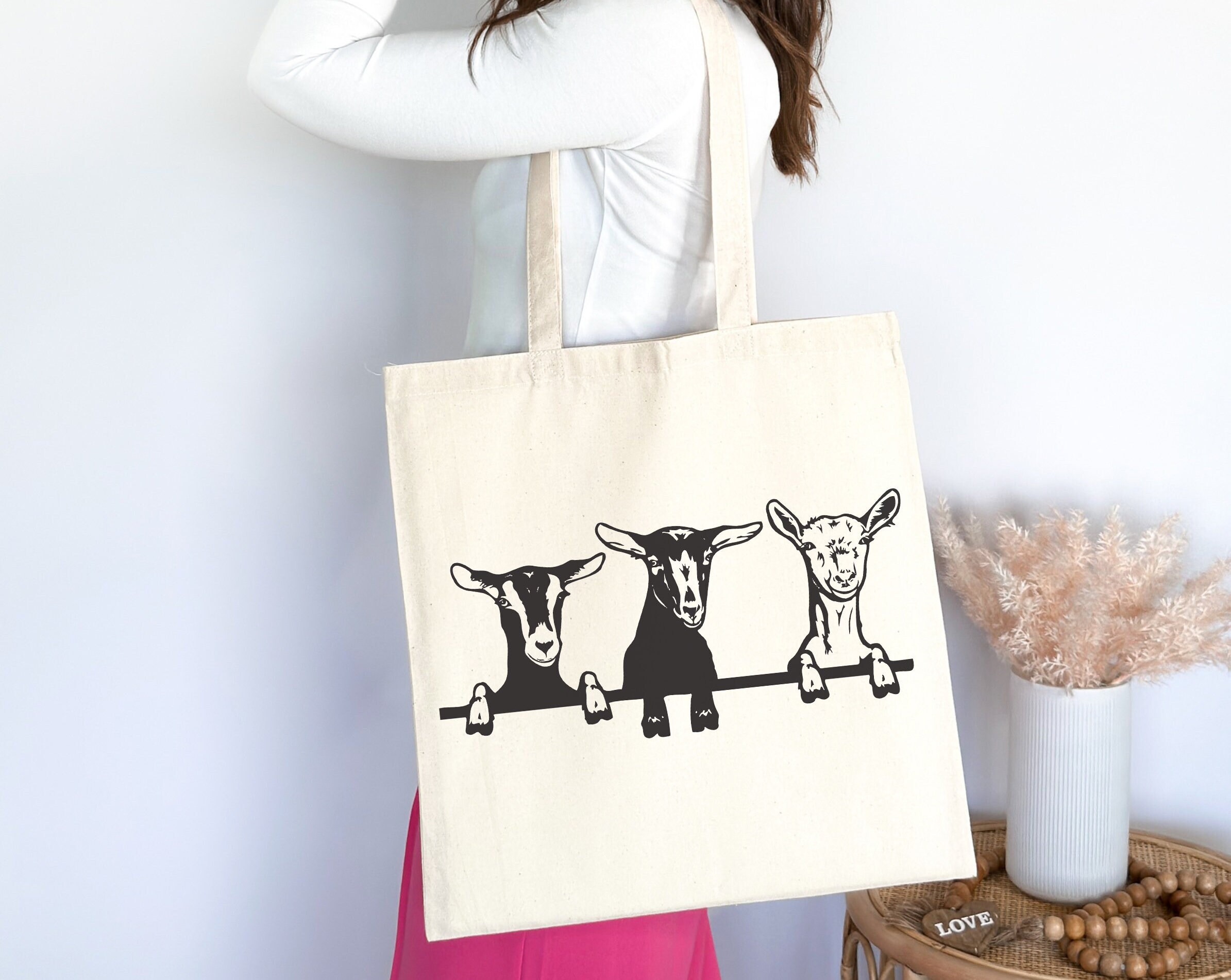 Goat Tote Bag: Farm Animal Canvas Book Bag - Etsy