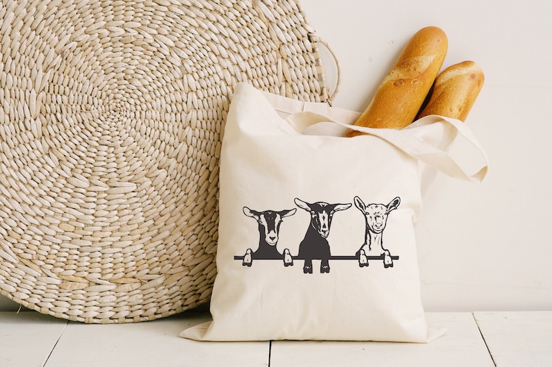Goat Tote Bag: Farm Animal Canvas Book Bag - Etsy
