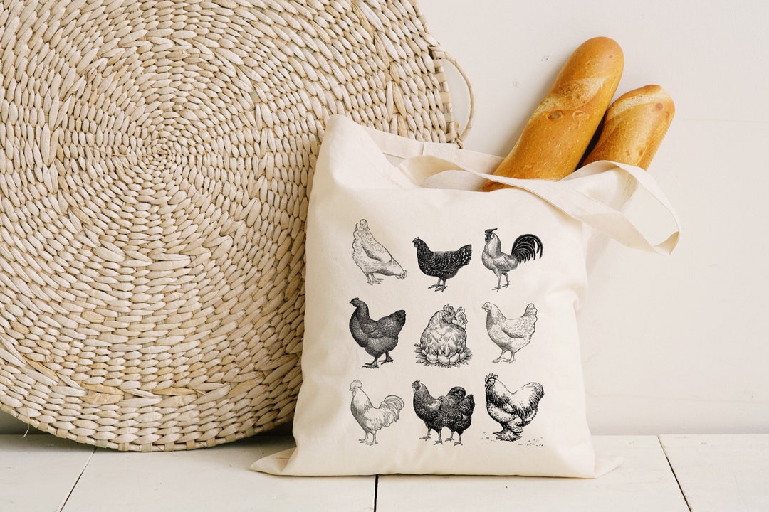 Vintage Chicken Tote Bag, Chickens Tote Bag, Chicken Lover Gift, Gift ...