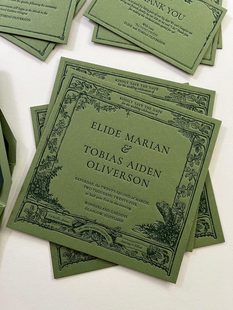 Letterpress Wedding Invitations - Etsy