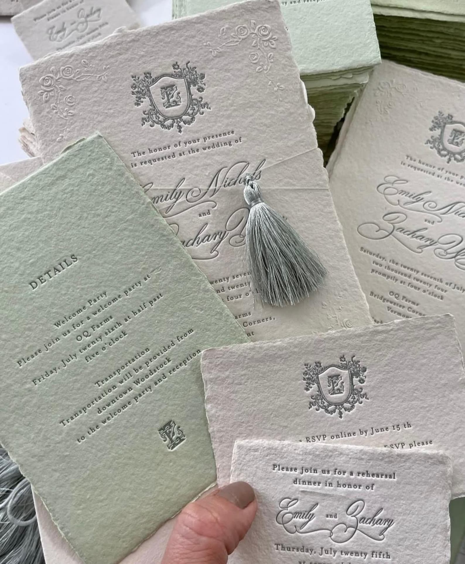 Letterpress Wedding Invitations, Handmade Paper - Etsy