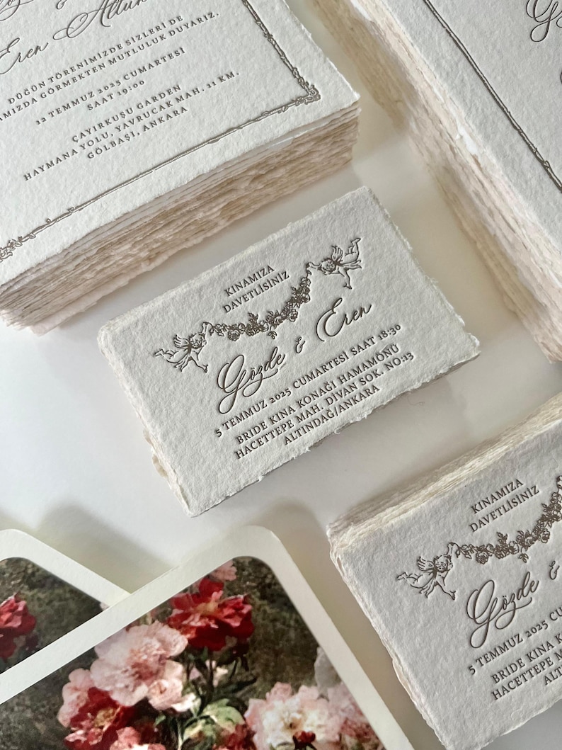 Letterpress Wedding Invitations, Handmade Paper - Etsy