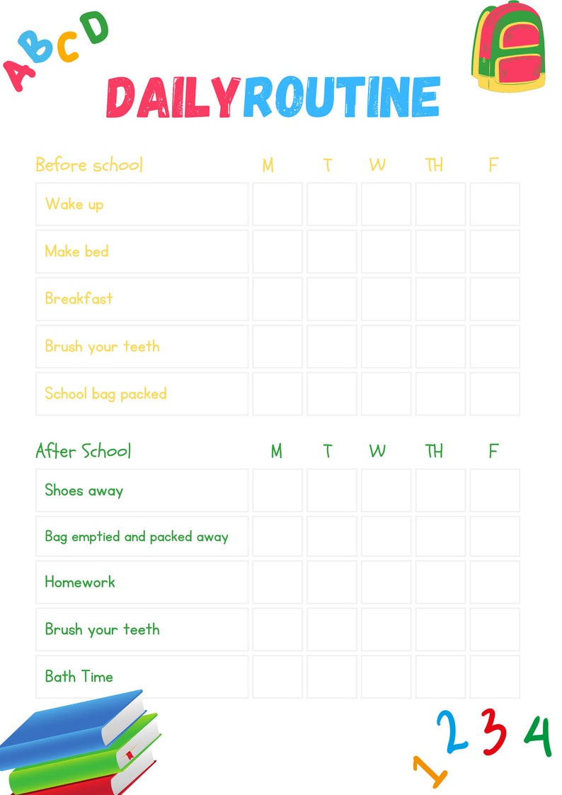 Kids Before and After School Chart - Etsy