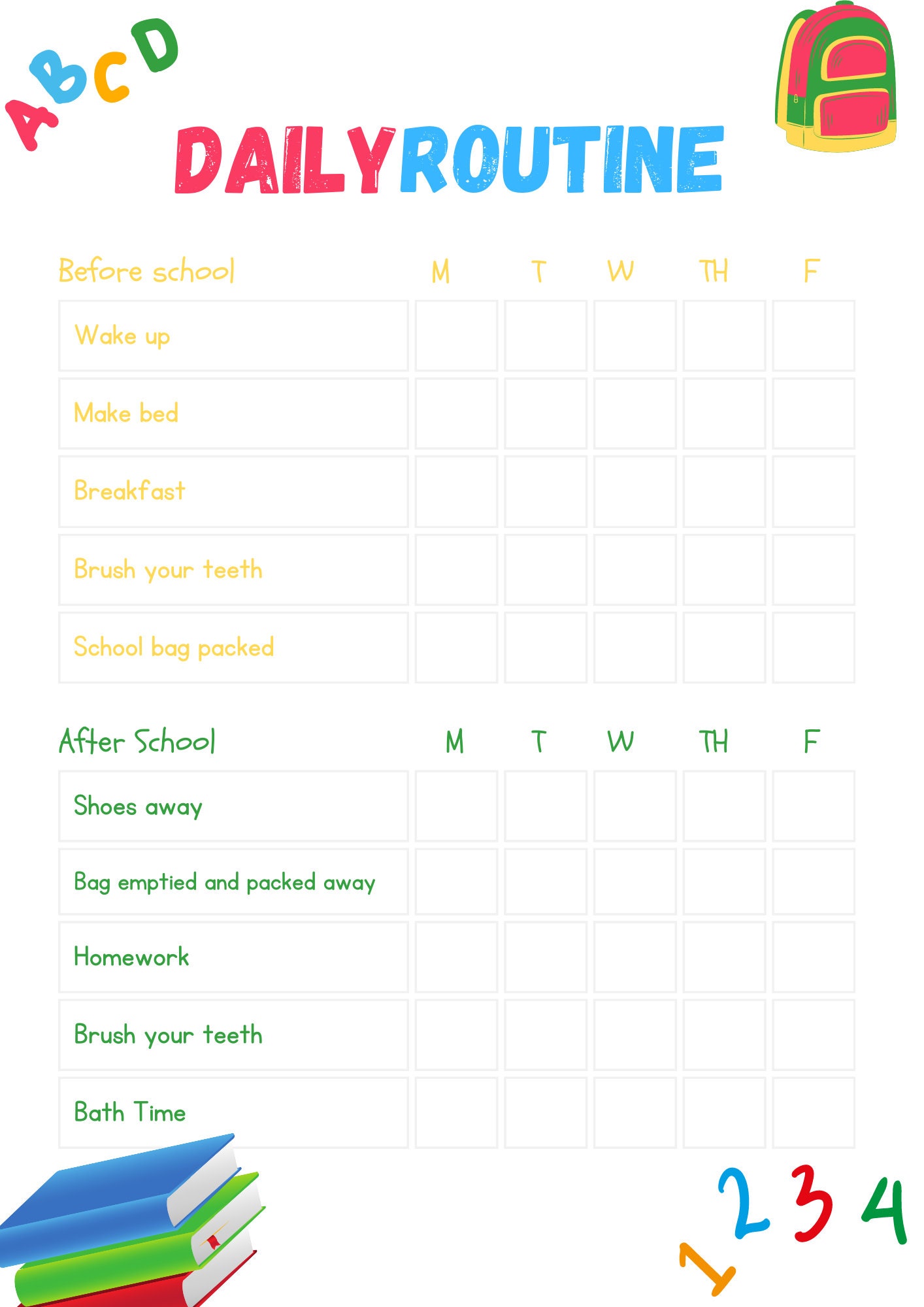 Kids Before and After School Chart - Etsy