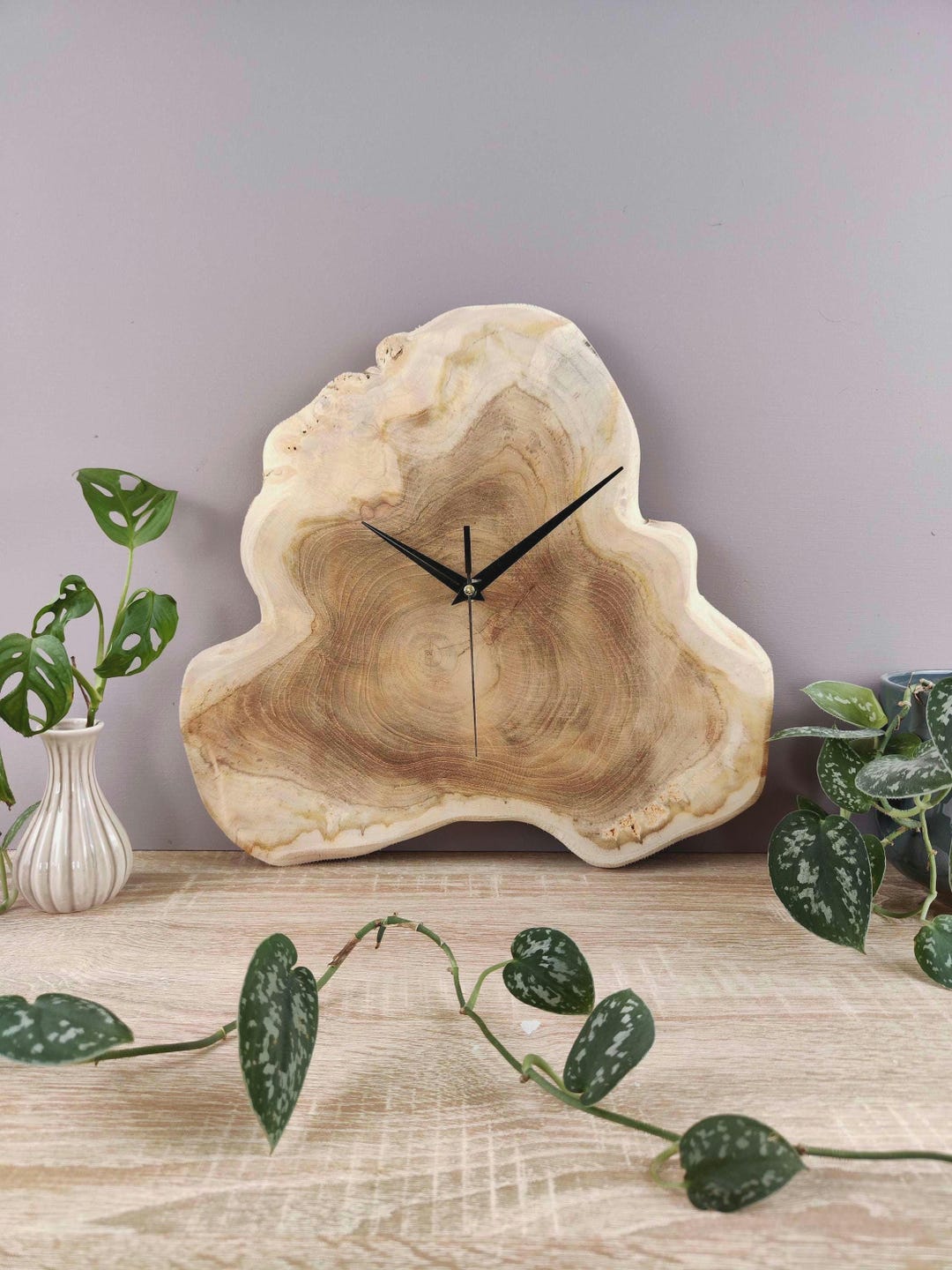 Teak Wooden Clock | Various Designs | Real Wood Wall Clock | Unique ...