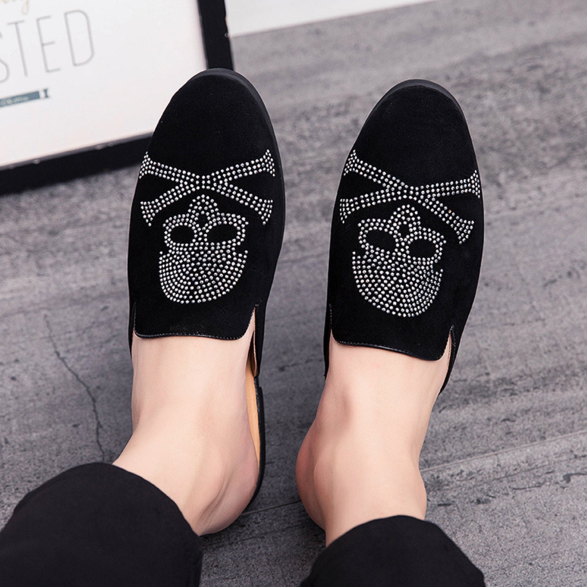 Mens Halloween Skull Half Slippers Breathable Soft Scary - Etsy