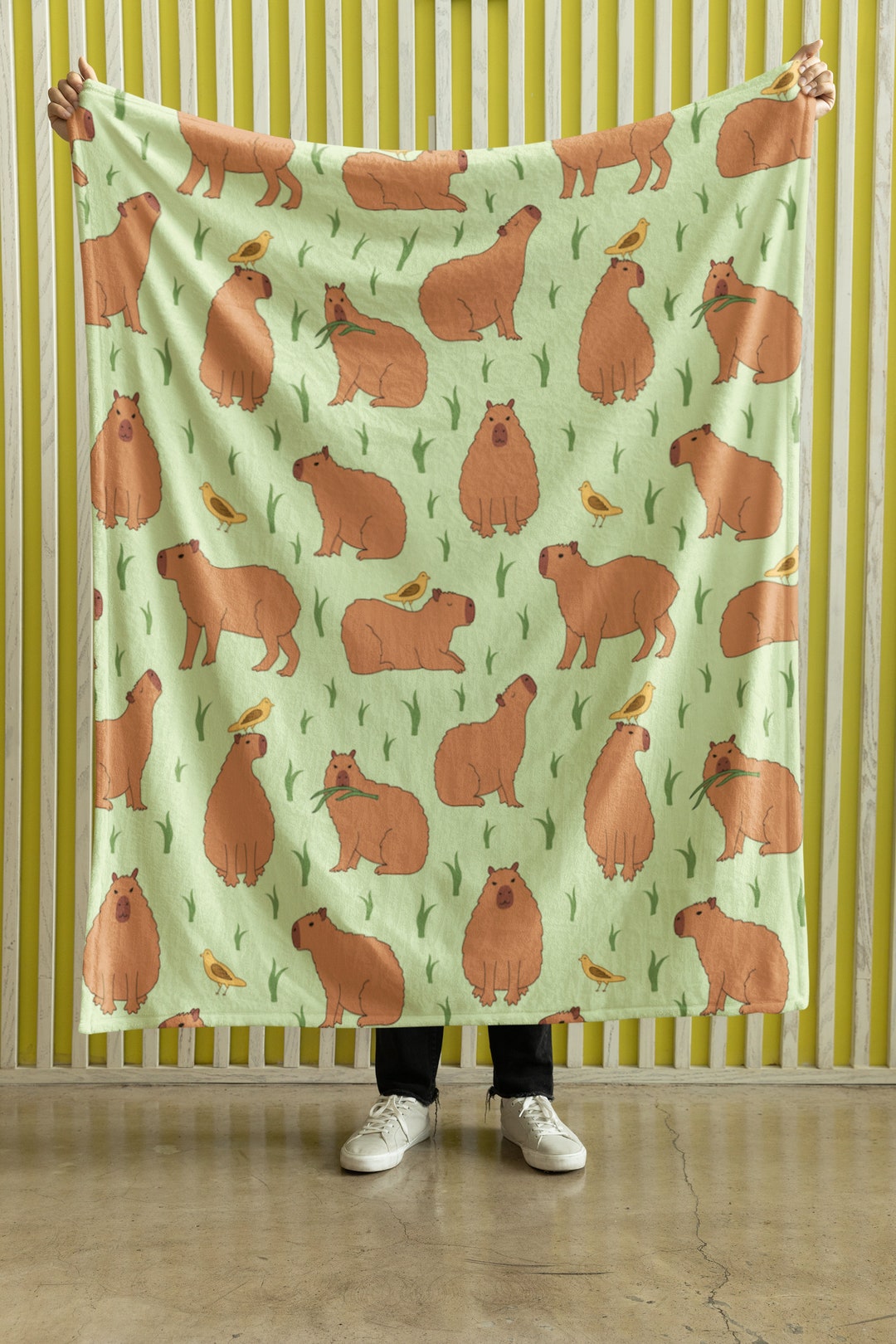 Capybara in Grass Blanket, Cute Velveteen Plush Blanket, Capybara Gift ...