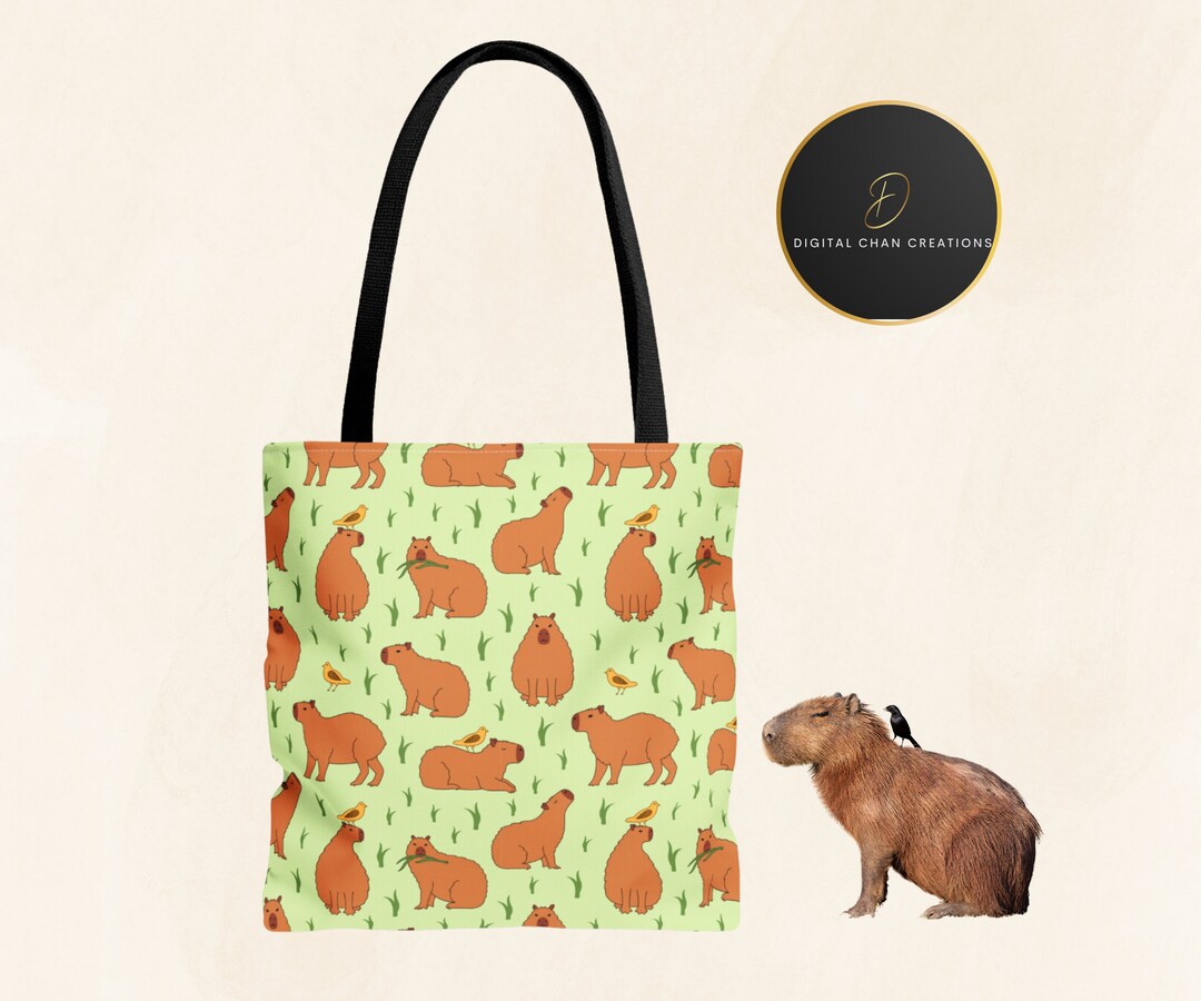 Capybara in Grass Tote Bag, Cute Capybara Gift, Daughter Son Gift ...