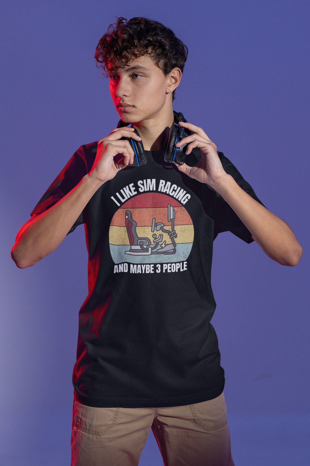 I Like Sim Race 3 People Shirt, Simulator Cockpit Esports Racer ...