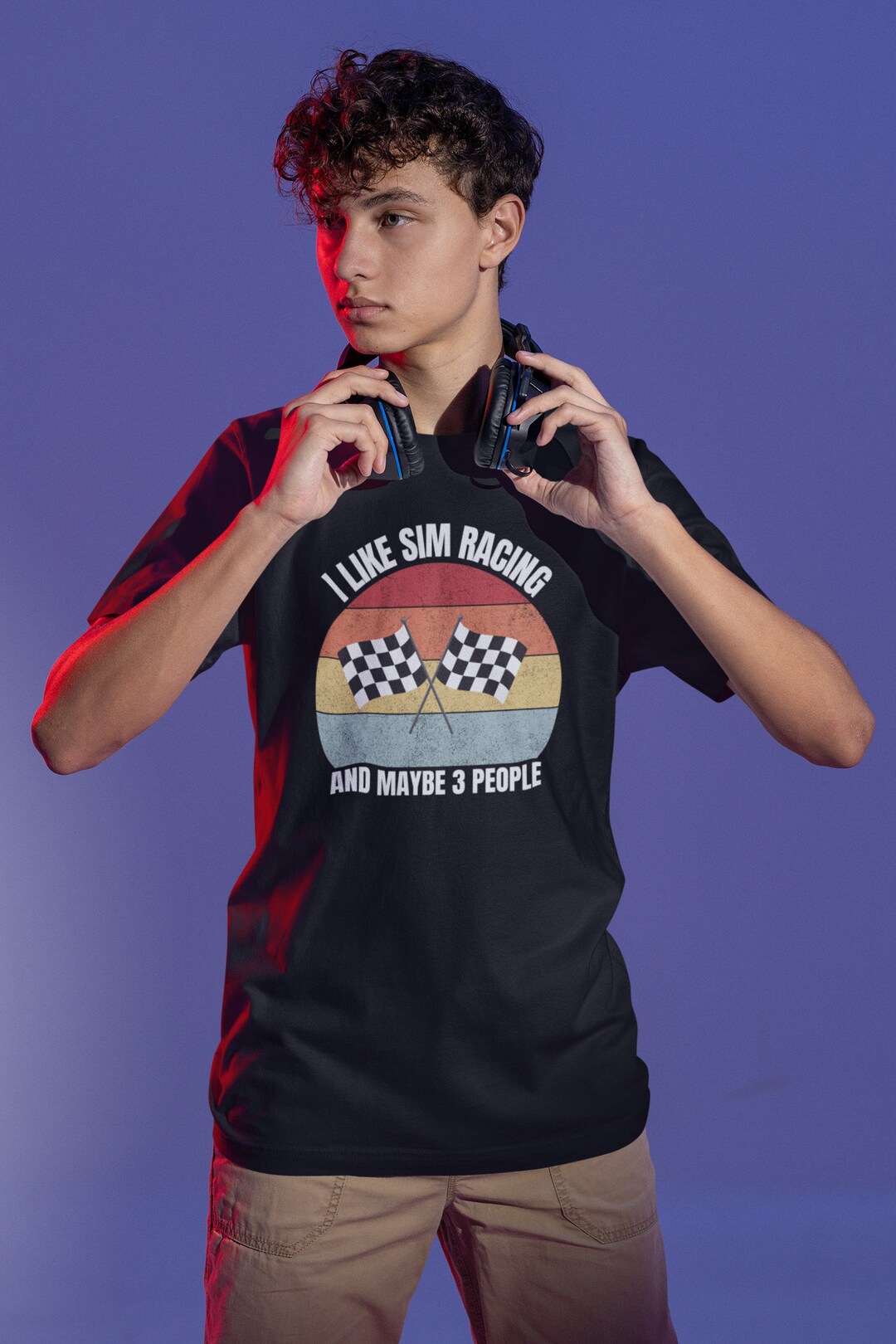 I Like Sim Racing 3 People Shirt, Simulator Cockpit Esports Racer ...