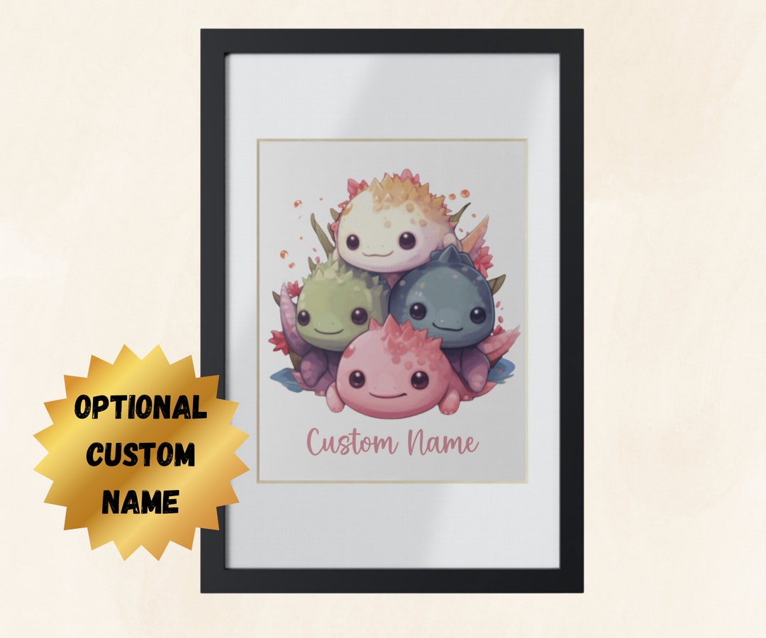 Custom Abstract Axolotl Framed Poster With Personalized Name, Axolotl ...