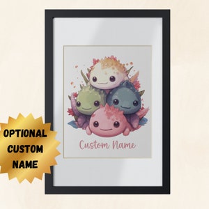 Custom Abstract Axolotl Framed Poster With Personalized Name, Axolotl ...