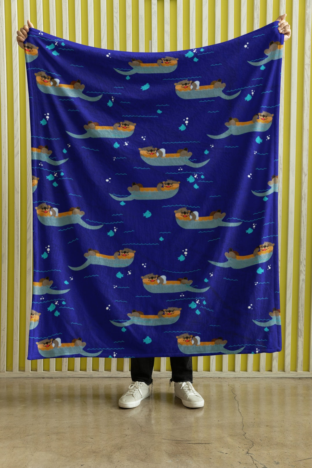 Cool Otter Blanket, Cute Velveteen Plush Blanket, Otter Gift, Couch ...