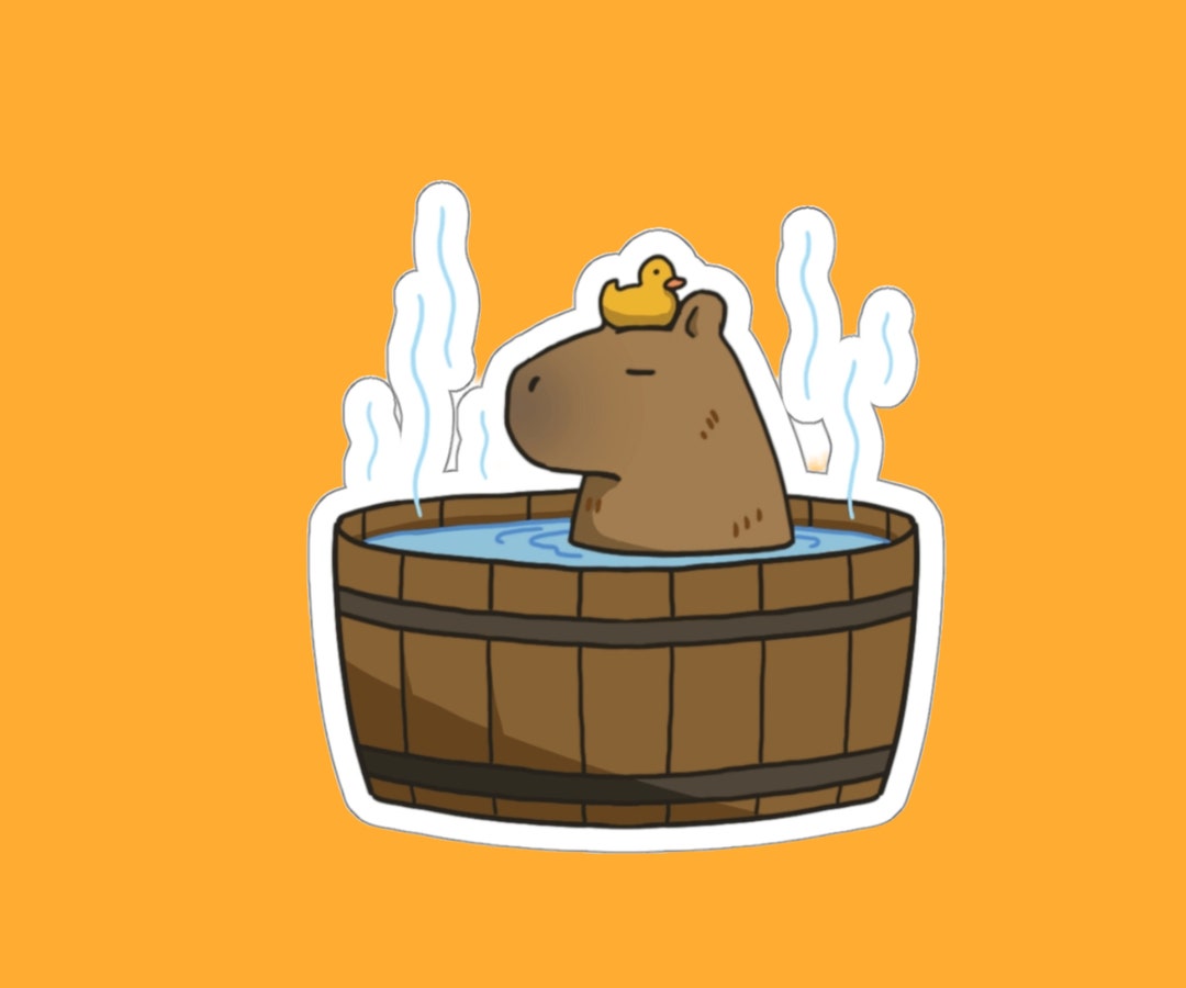 Capybara Taking a Bath Sticker, Capybara Gift, Cute Funny Animal Vinyl ...
