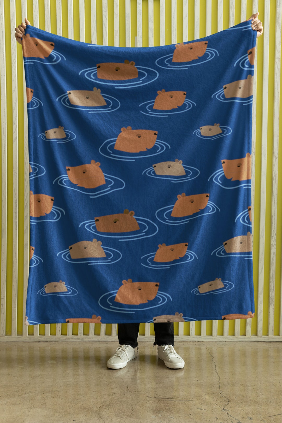 Capybara Swimming Blanket, Cute Velveteen Plush Blanket, Capybara Gift ...