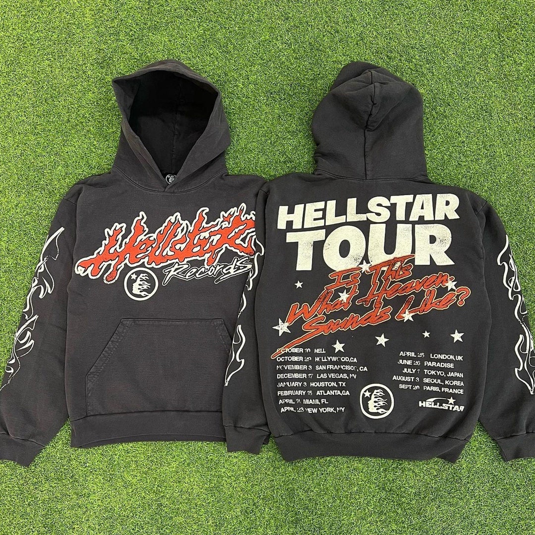 Buy Hellstar Tour Hoodie 3D Shirt Album Graphic Tee Vintage 90s Online ...