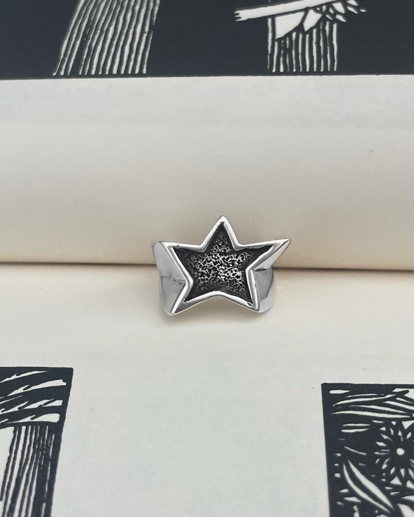 HANDMADE ASYMMETRICAL STAR 925 Sterling Silver Signet Style Ring ...