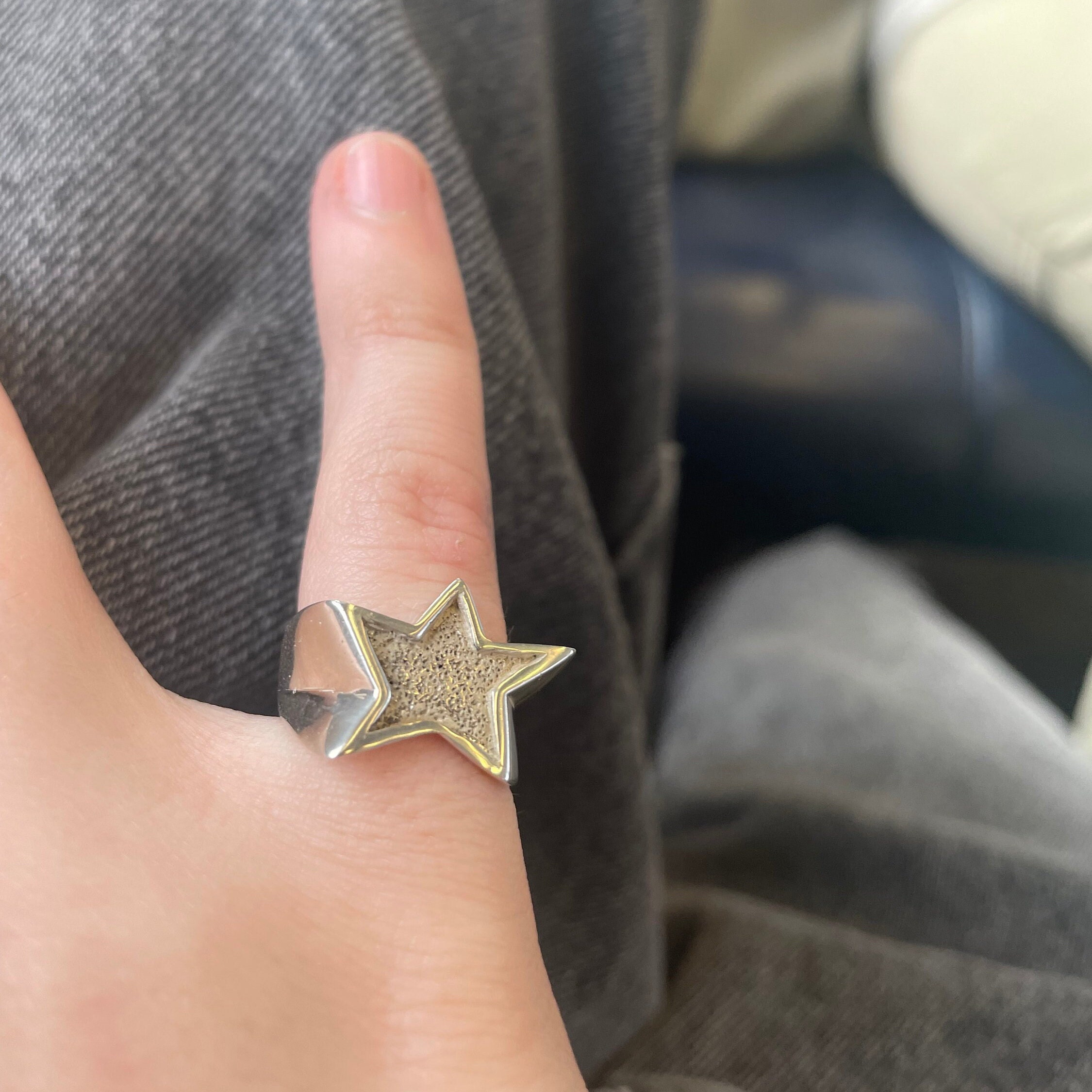 HANDMADE ASYMMETRICAL STAR 925 Sterling Silver Signet Style Ring ...