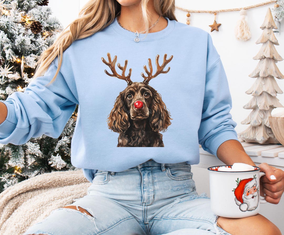 Brown Cocker Spaniel Christmas Sweatshirt, Custom Dog Breed Shirt ...