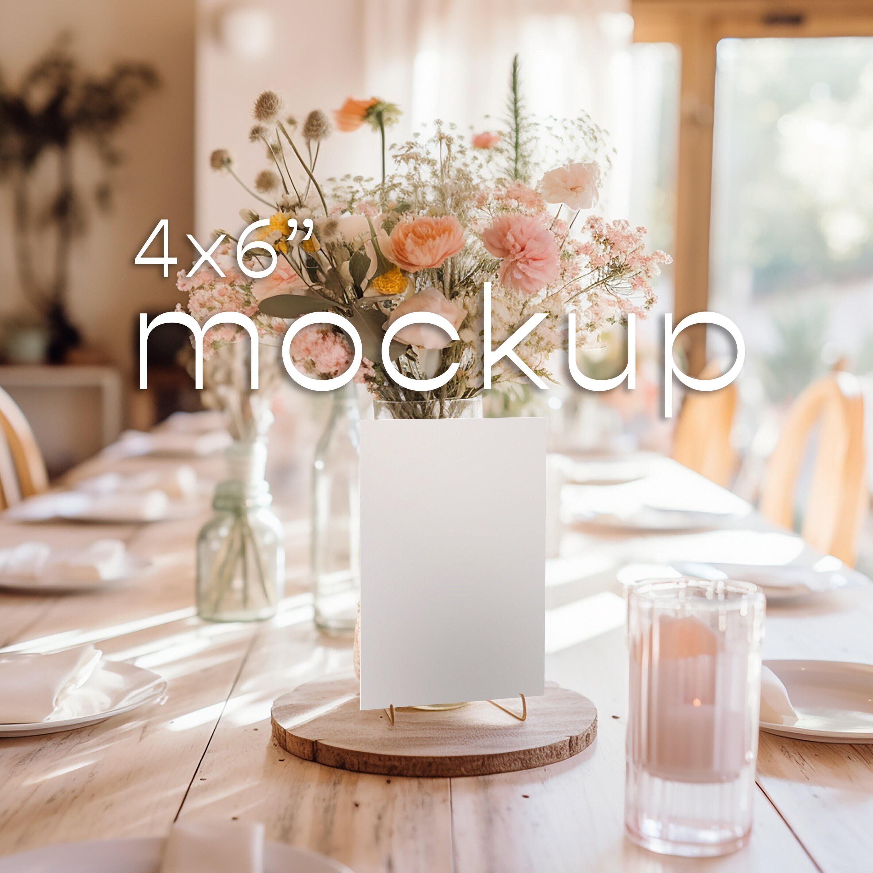 Boho Floral Sign Mockup, 4x6 Table Sign Mockup, 4x6 Wedding Mockup ...