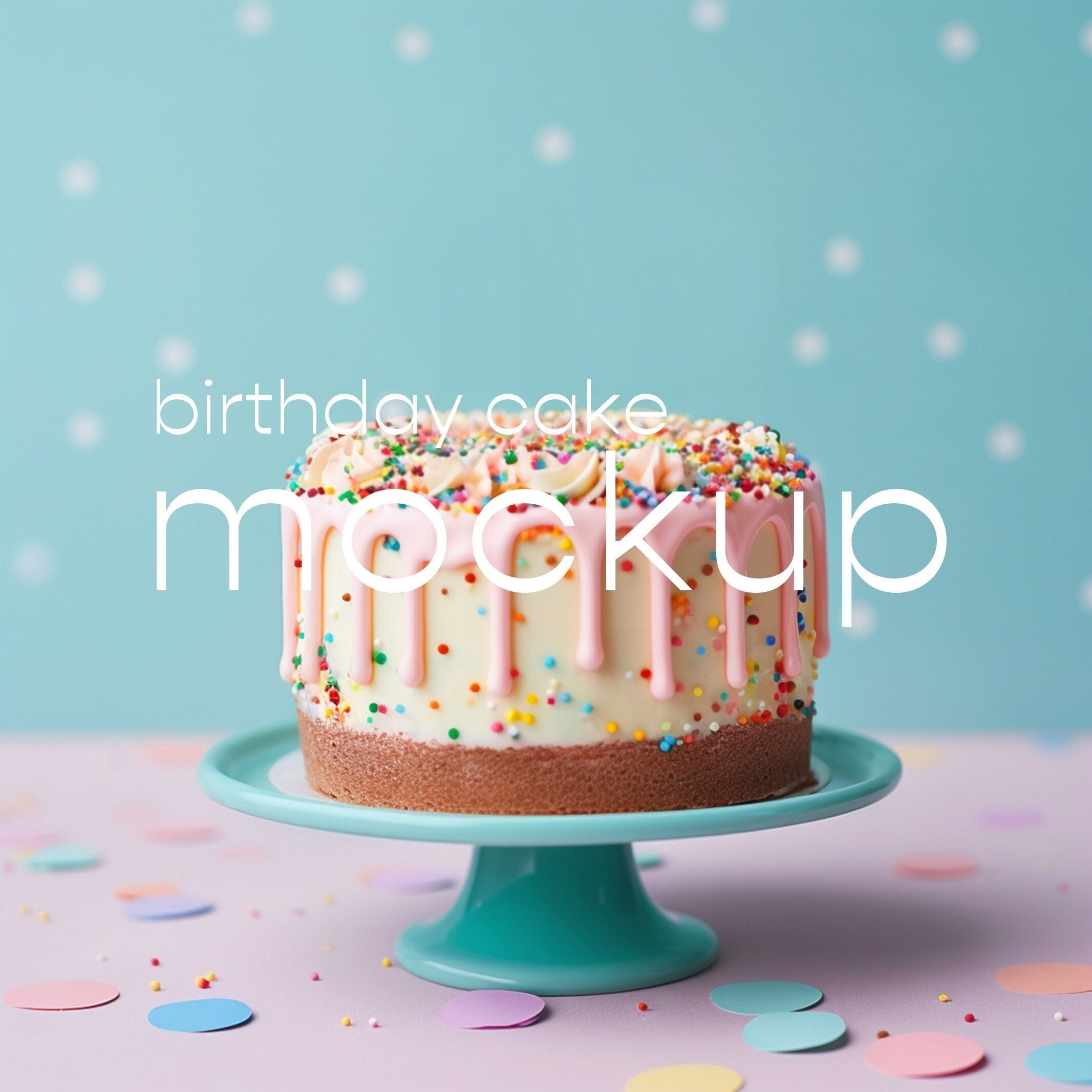 Cake Topper Mockup, Birthday Cake Mockup, Rainbow Cake, Styled Stock ...