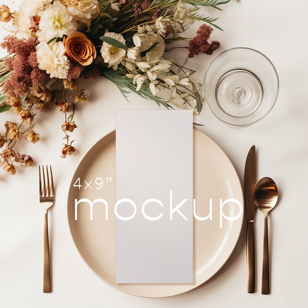 Wedding Dinner Menu Mockup Dinner Mock up Image 4x9 Menu PSD - Etsy